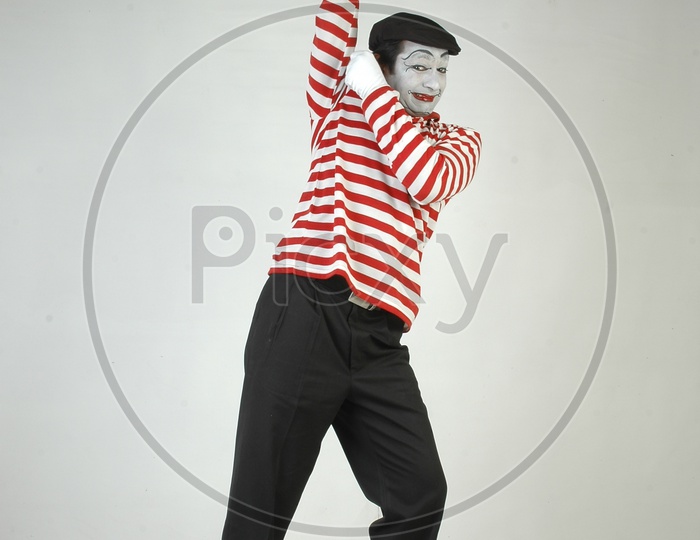 Image of Male Mime Artist With Gestures Isolated over White Background ...