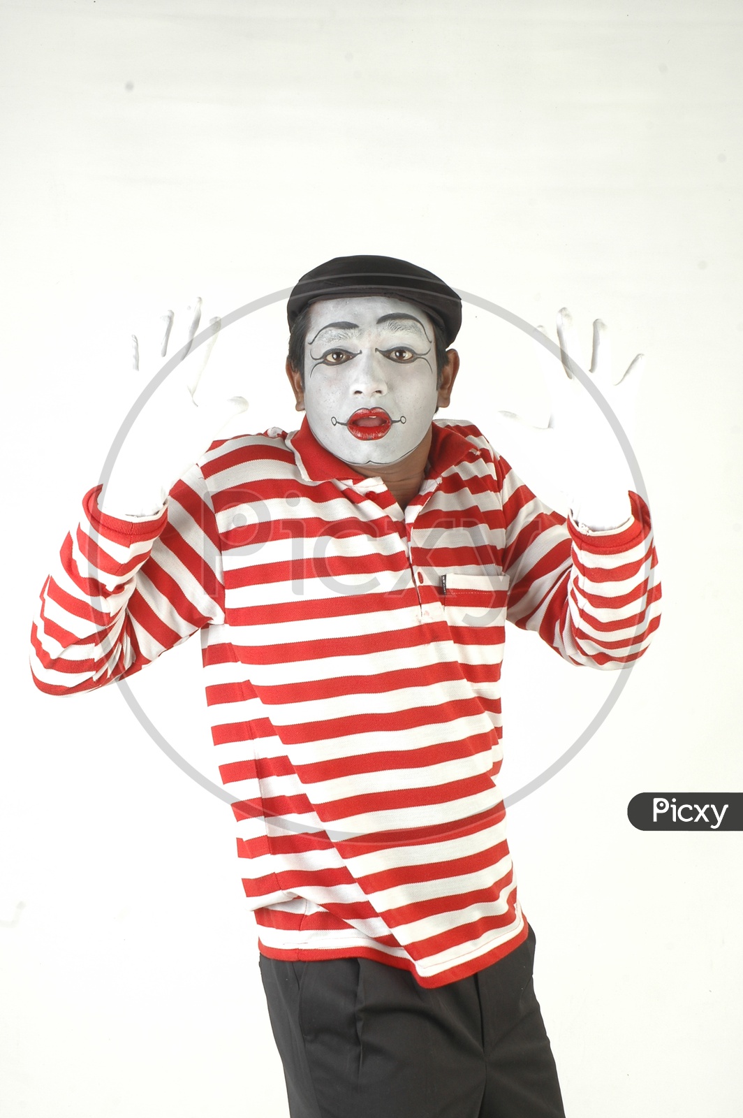 Image of Male Mime Artist With Expressions Over White Background ...