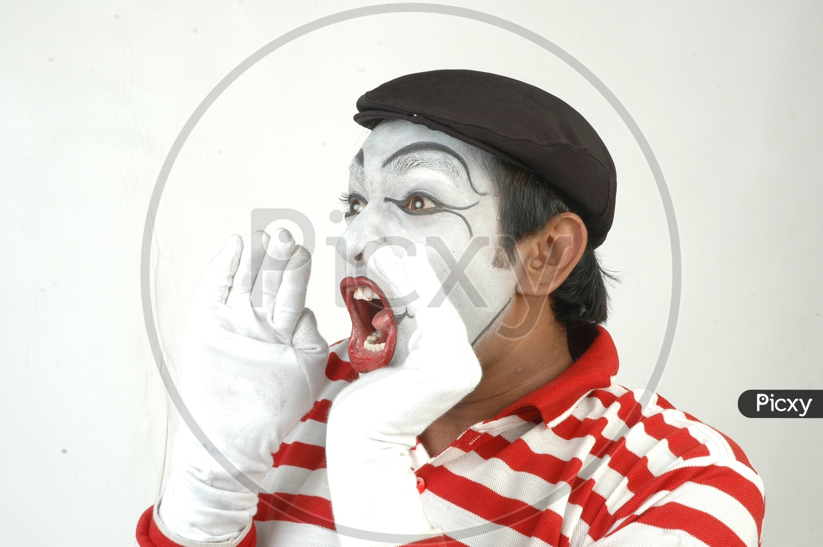 Image of Male Mime Artist With Gestures Isolated over White Background ...
