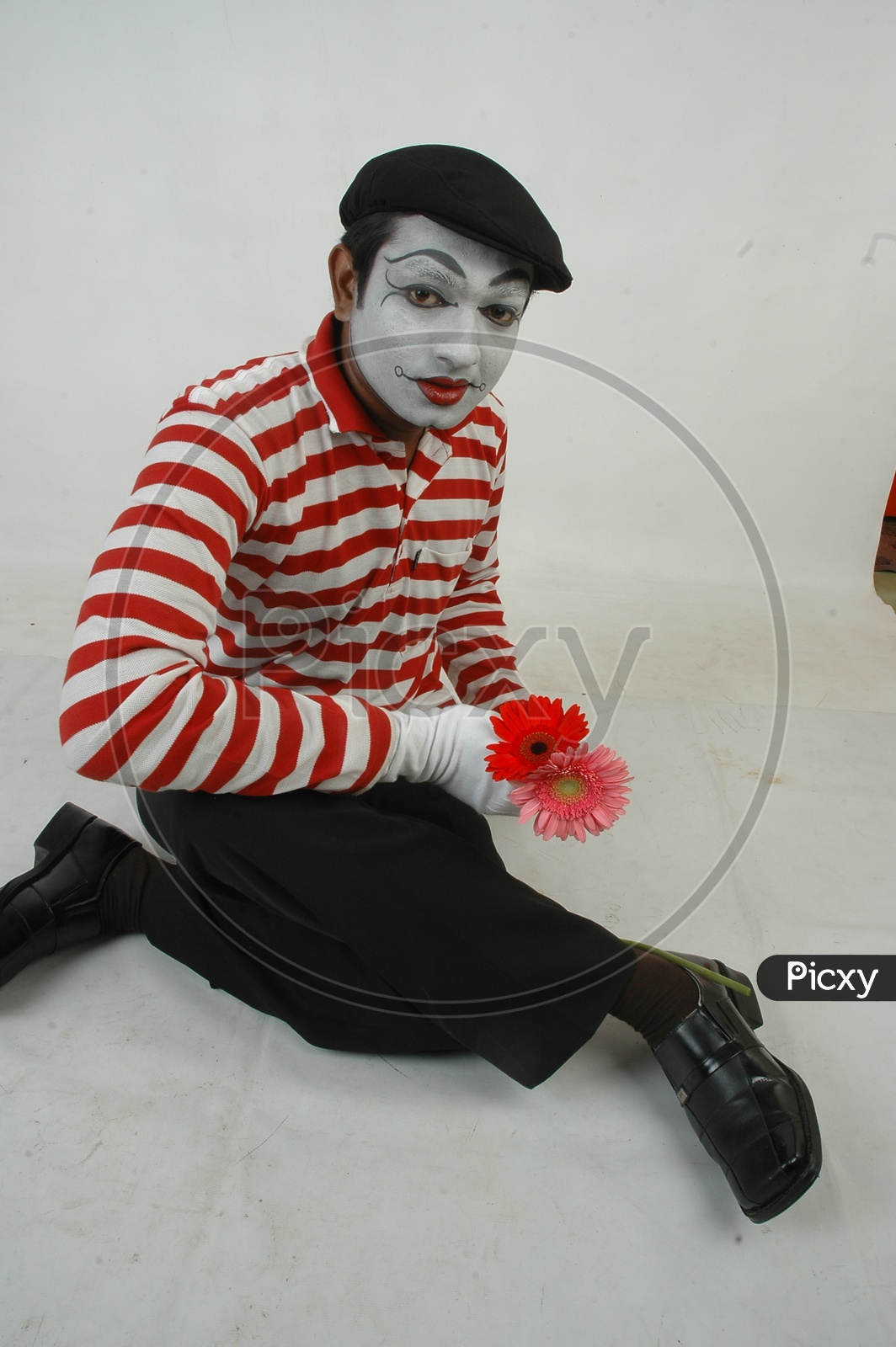 Image of Male Mime Artist With Gestures Isolated over White Background ...