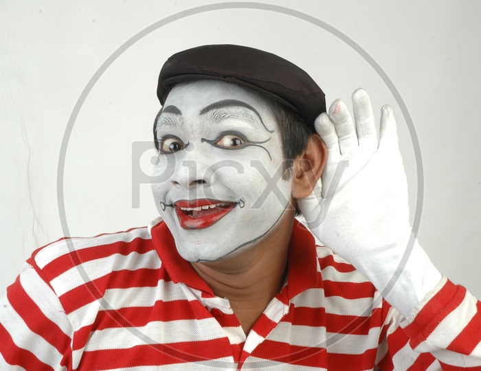 Image of Male Mime Artist With Gestures Isolated over White Background ...
