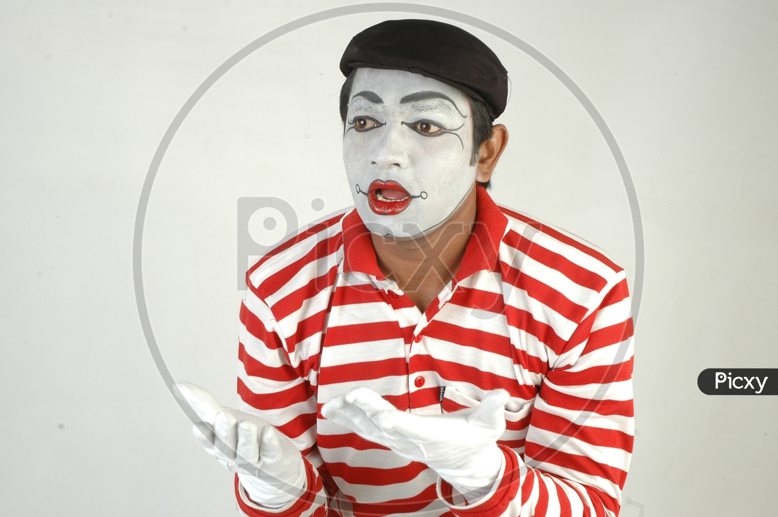Image of Male Mime Artist With Expressions Isolated over White ...