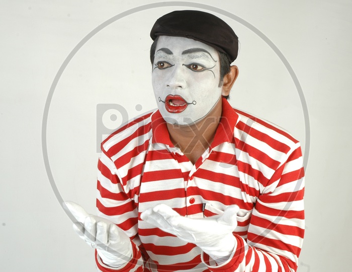 Image of Male Mime Artist With Expressions Isolated over White ...
