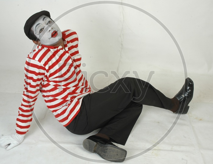 Image of Male Mime Artist With Gestures Isolated over White Background ...