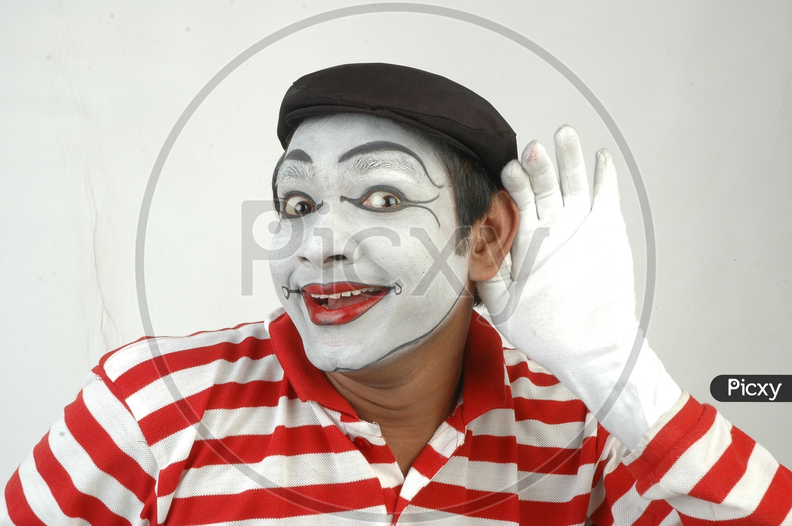 Image of Male Mime Artist With Gestures Isolated over White Background ...