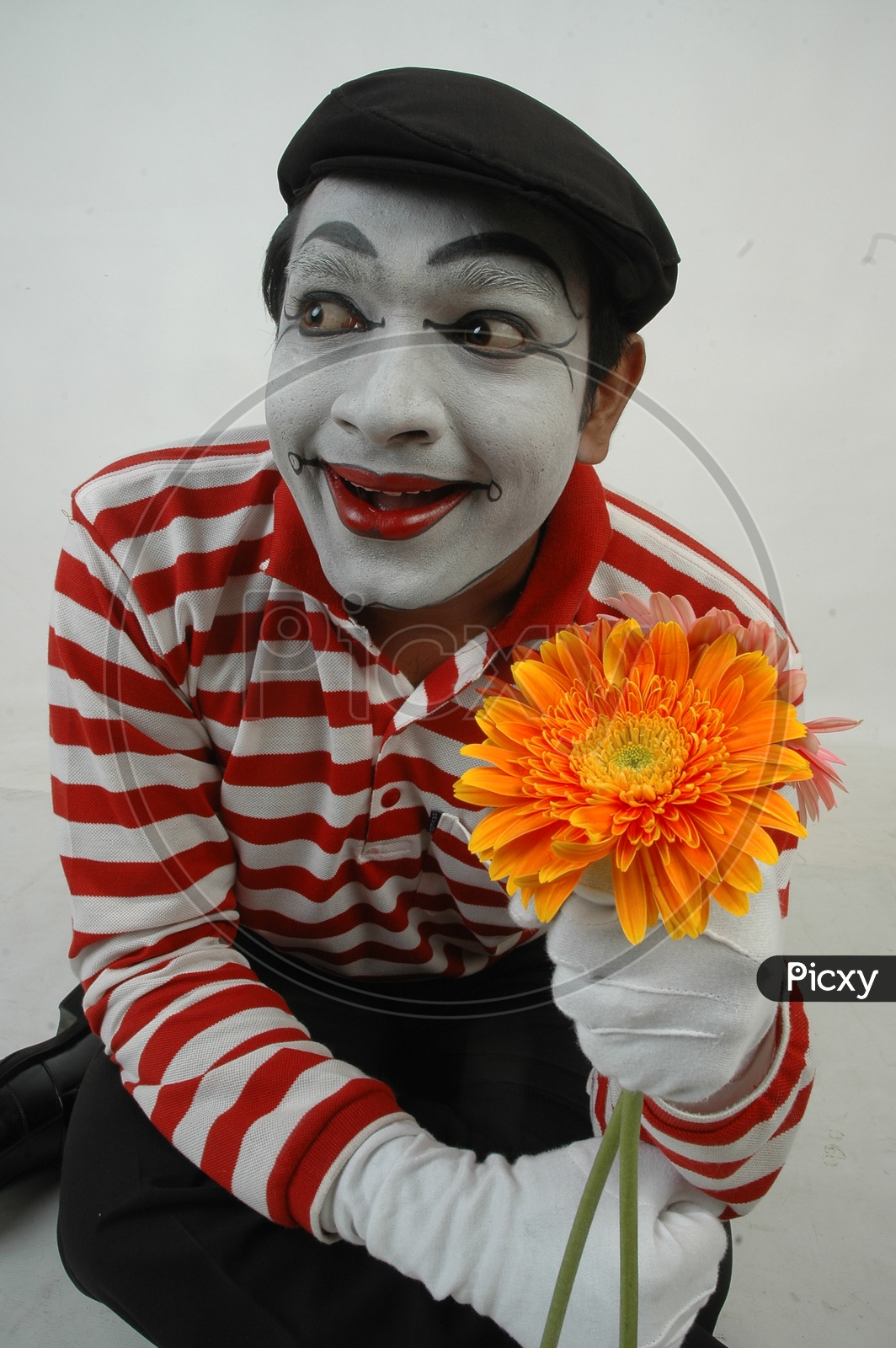 Image of Male Mime Artist With Gestures Isolated over White Background ...