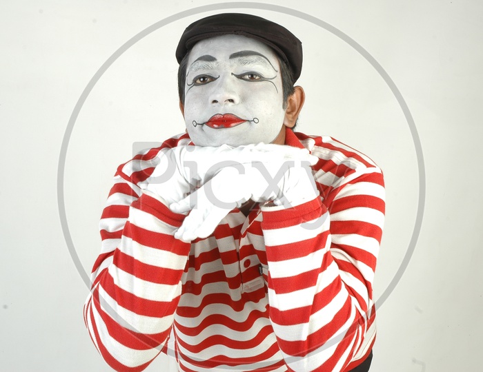 Image of Male Mime Artist With Expressions Isolated over White ...