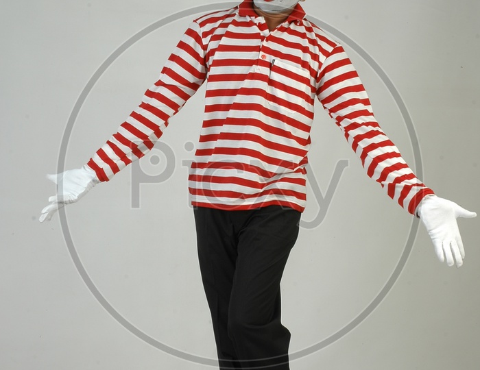 Image of Male Mime Artist With Expressions Isolated over White ...
