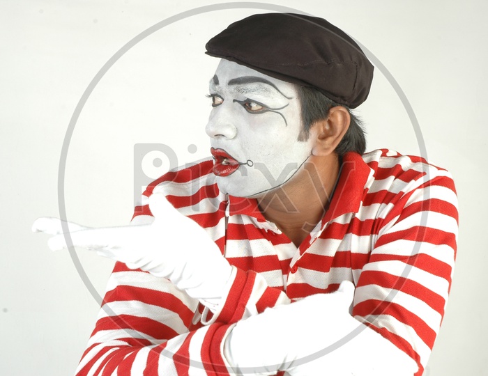 Image of Male Mime Artist With Expressions Isolated over White ...