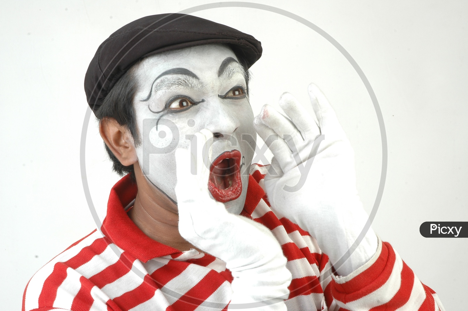 Image of Male Mime Artist With Gestures Isolated over White Background ...