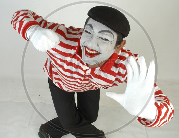 Image of Male Mime Artist With Gestures Isolated over White Background ...
