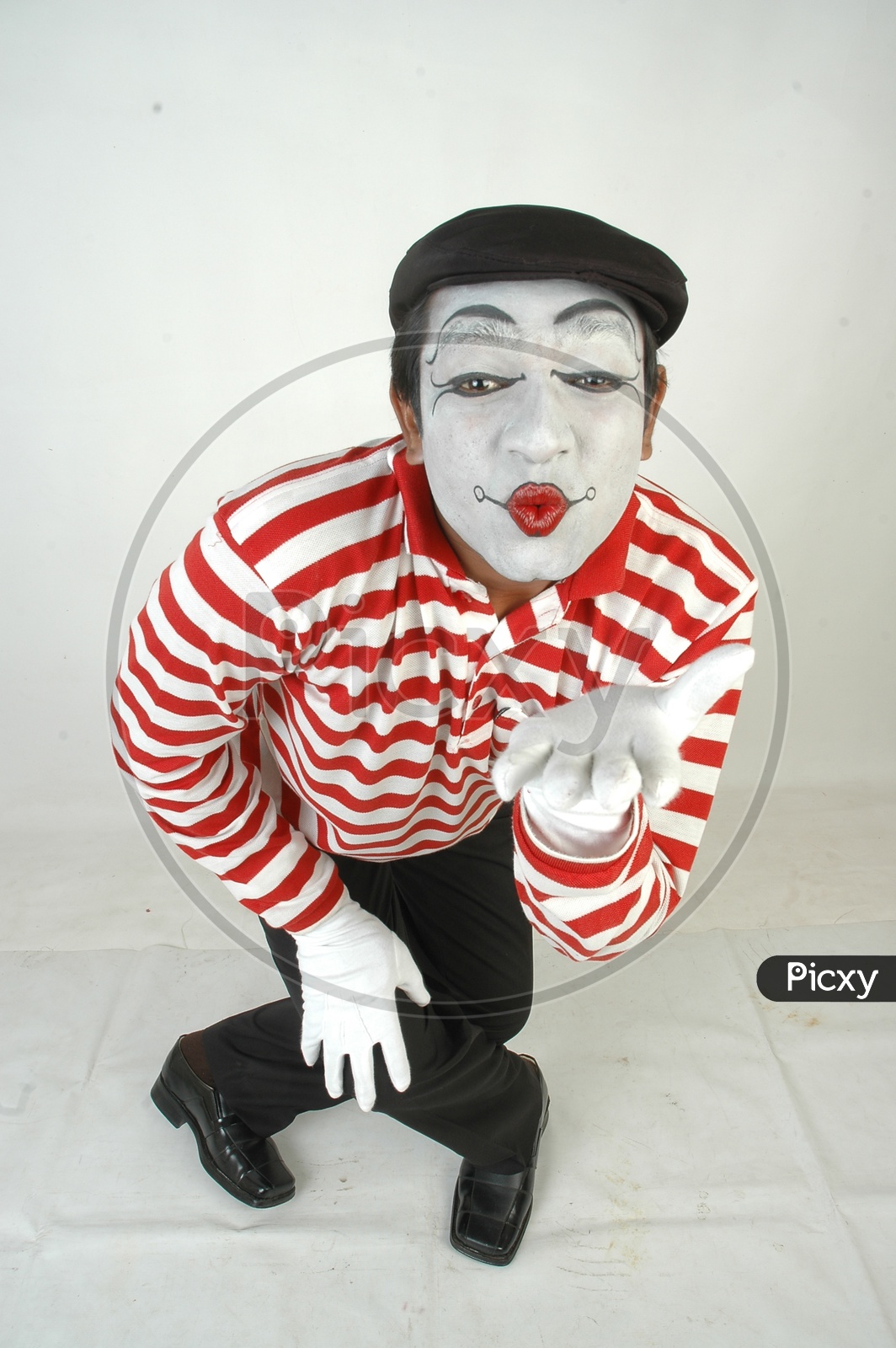 Image of Male Mime Artist With Gestures Isolated over White Background ...