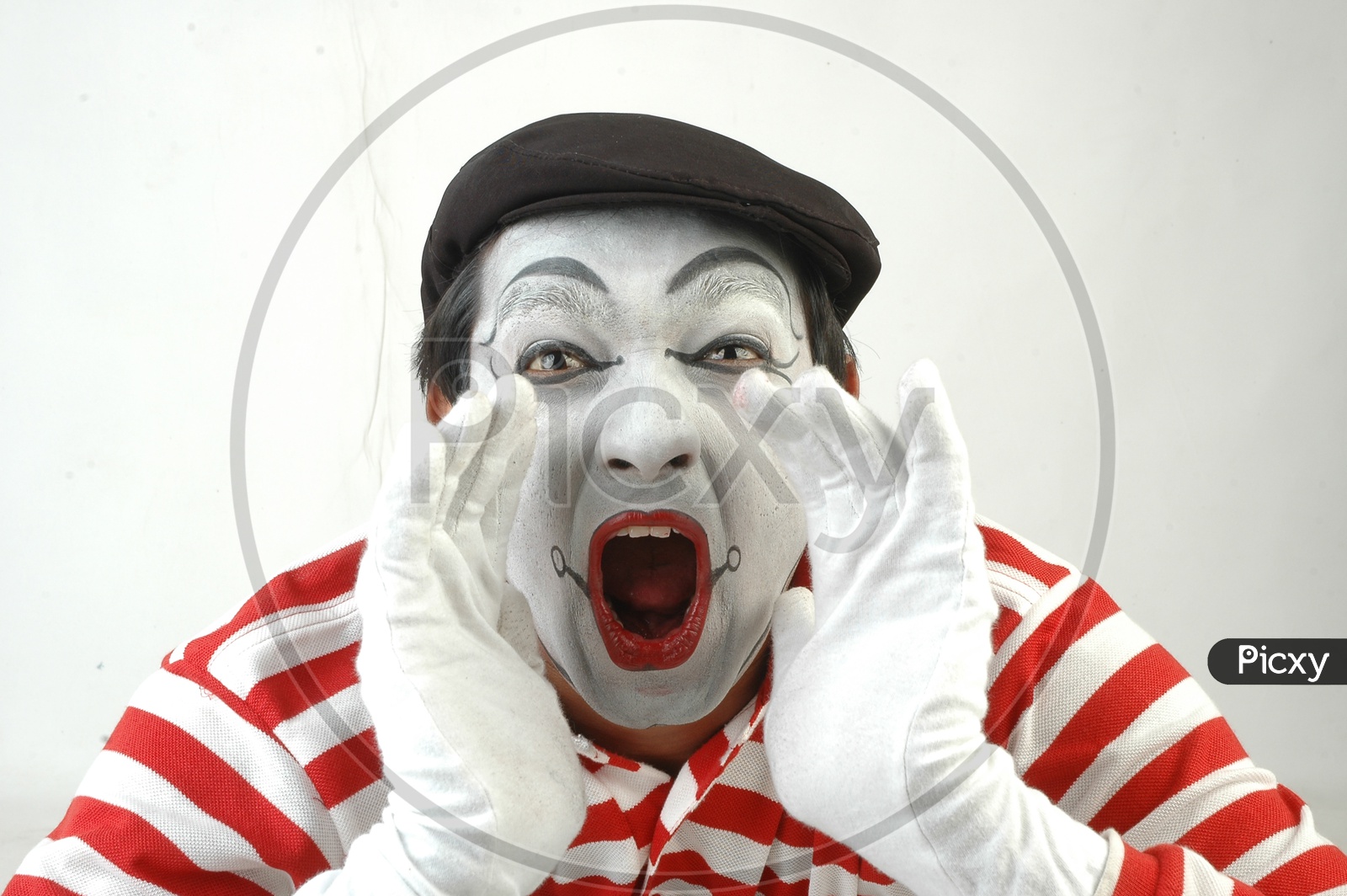 Image of Male Mime Artist With Gestures Isolated over White Background ...