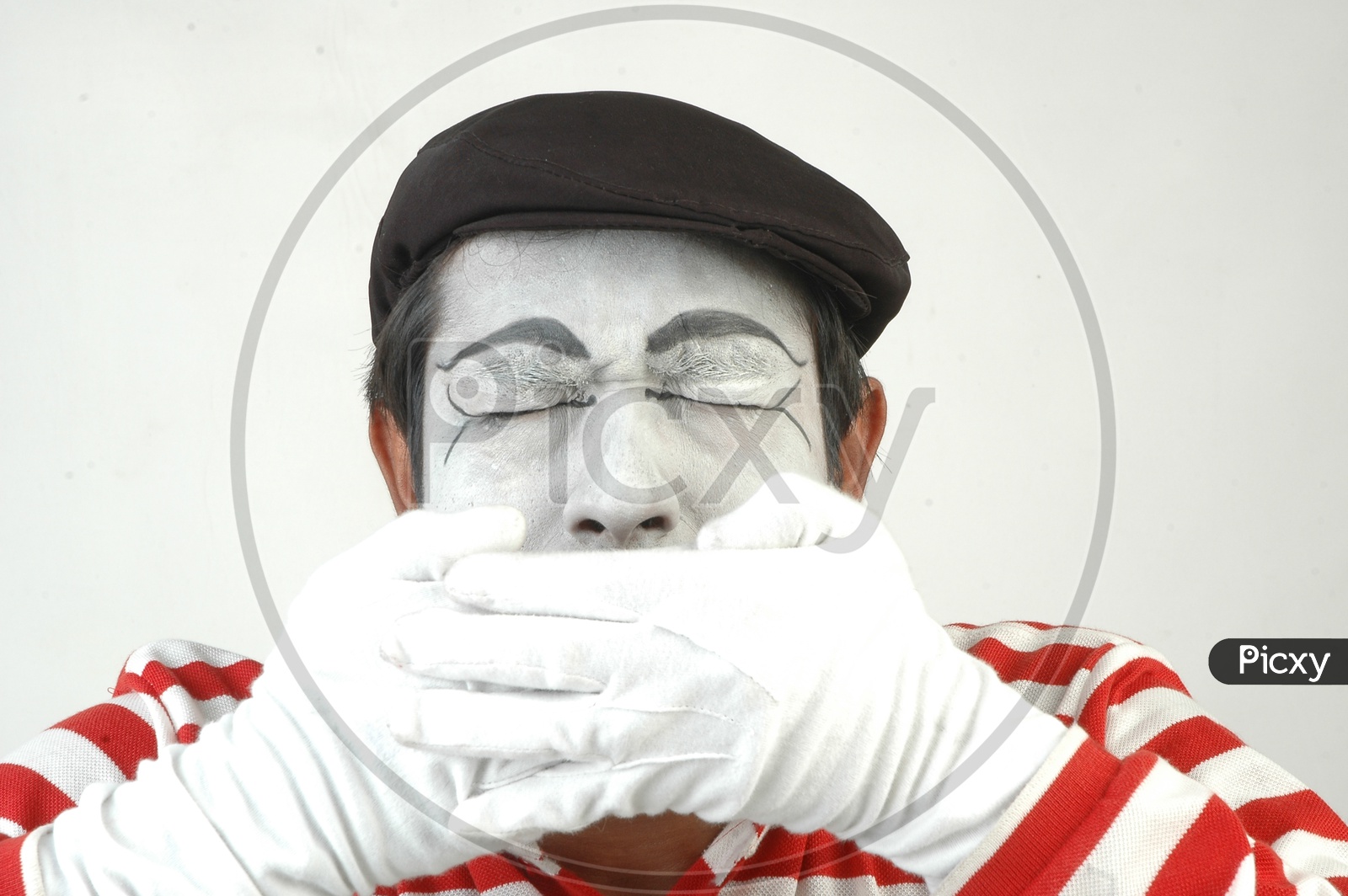 Image of Male Mime Artist With Expressions Isolated over White ...