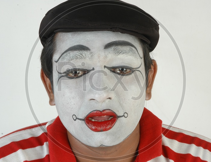 Image of Male Mime Artist With Expressions Isolated over White ...
