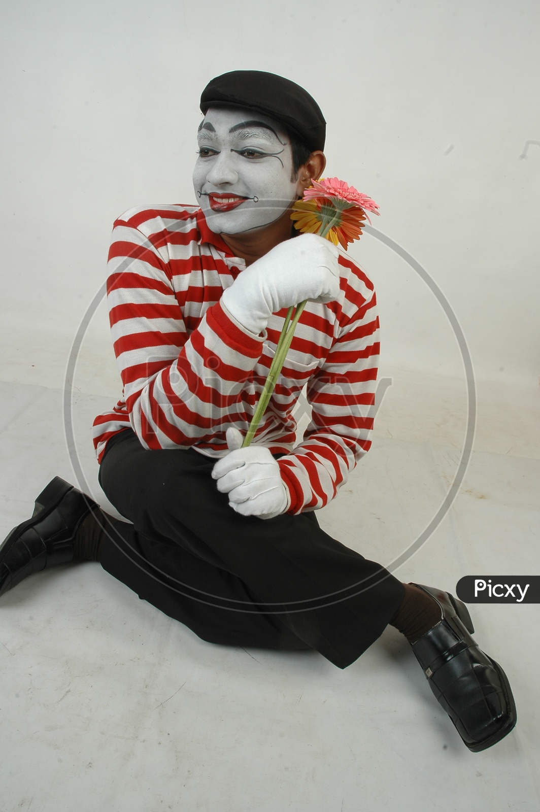 Image of Male Mime Artist With Gestures Isolated over White Background ...