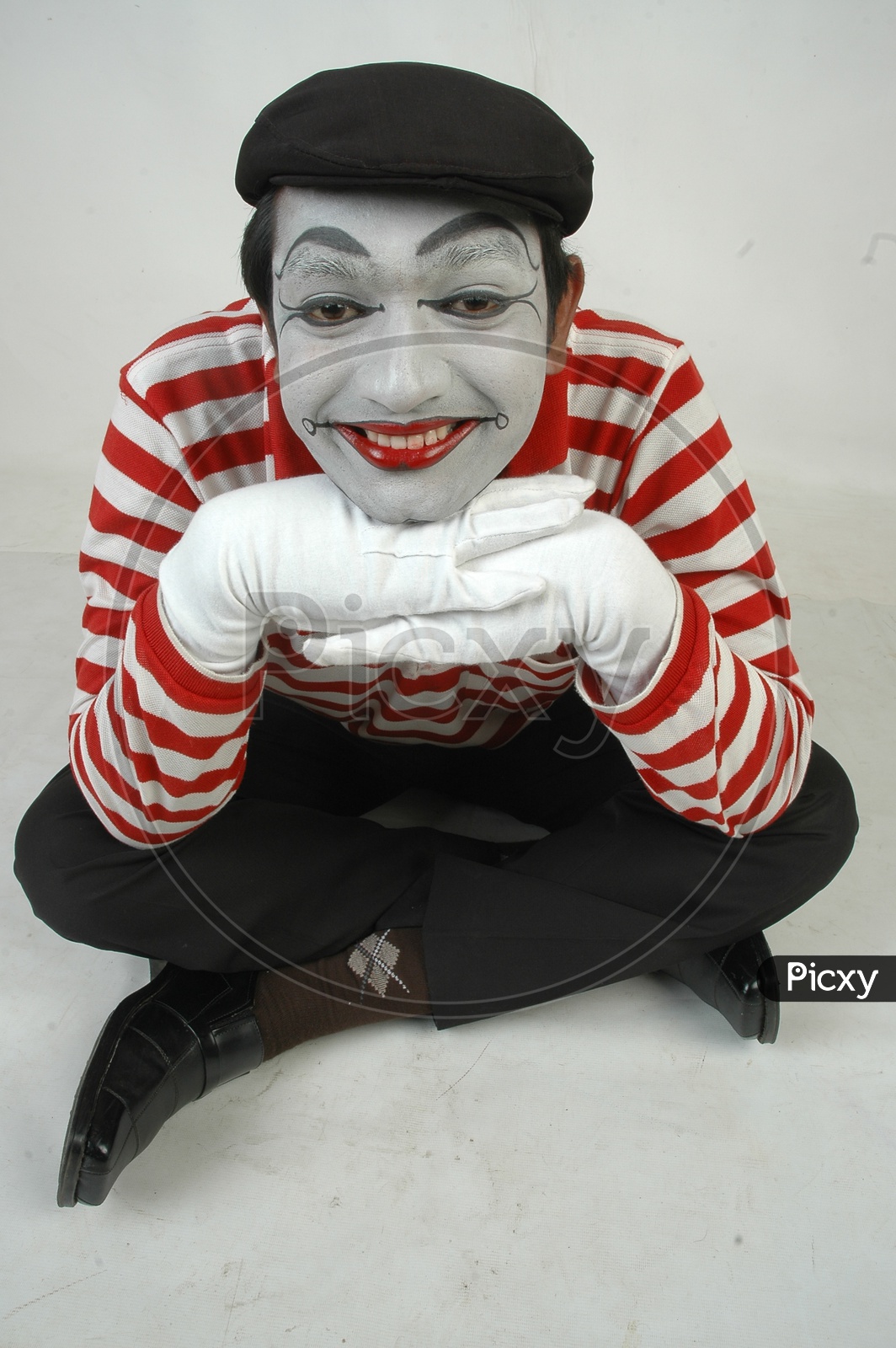 Image of Male Mime Artist With Gestures Isolated over White Background ...