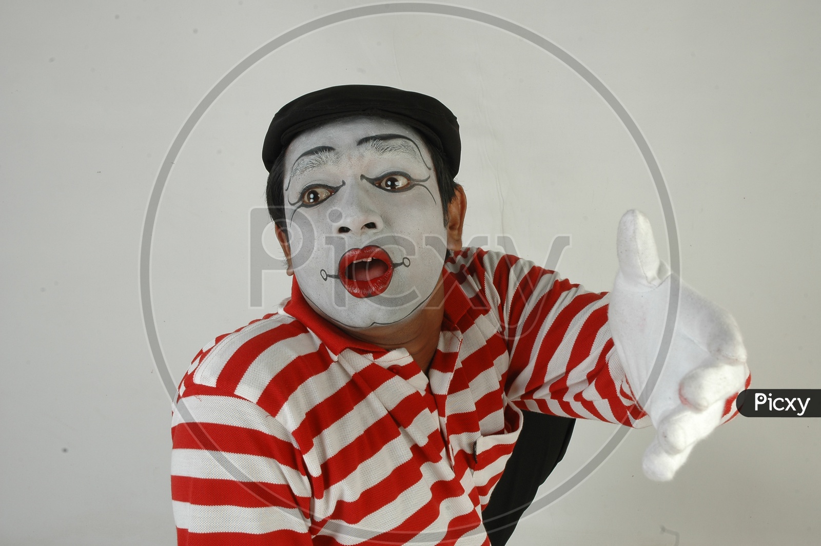 Image of Male Mime Artist With Expressions Isolated over White ...