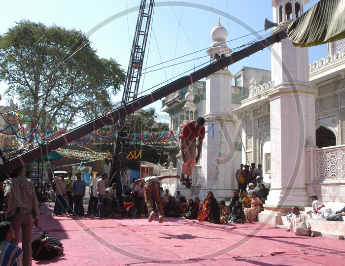 Image of Telugu Movie Working Scenes of Young Couple or Lovers on Roof ...
