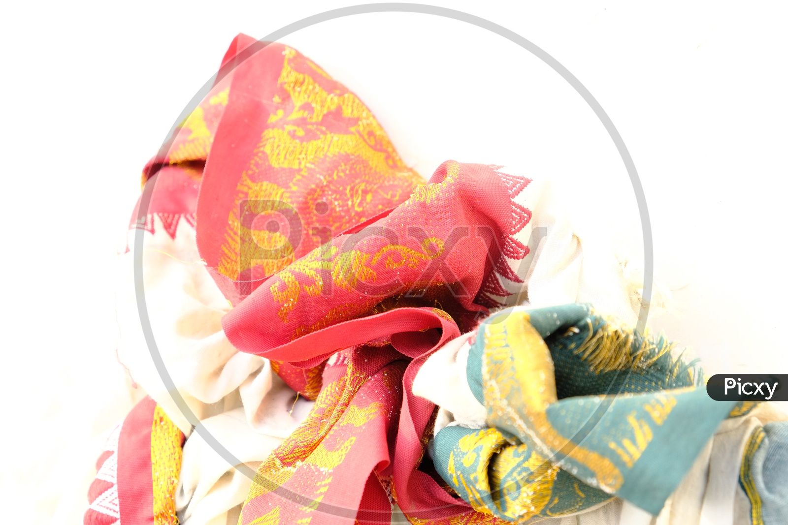 Image of Sacred Silk Clothes of India Hindu gods In Temples-RA957058-Picxy