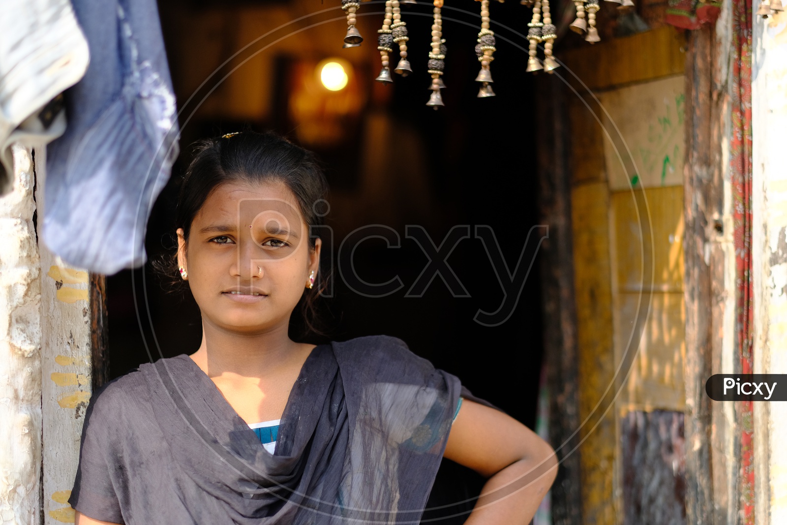 Image of Indian Rural Village Girl With Smile Face-ED857388-Picxy