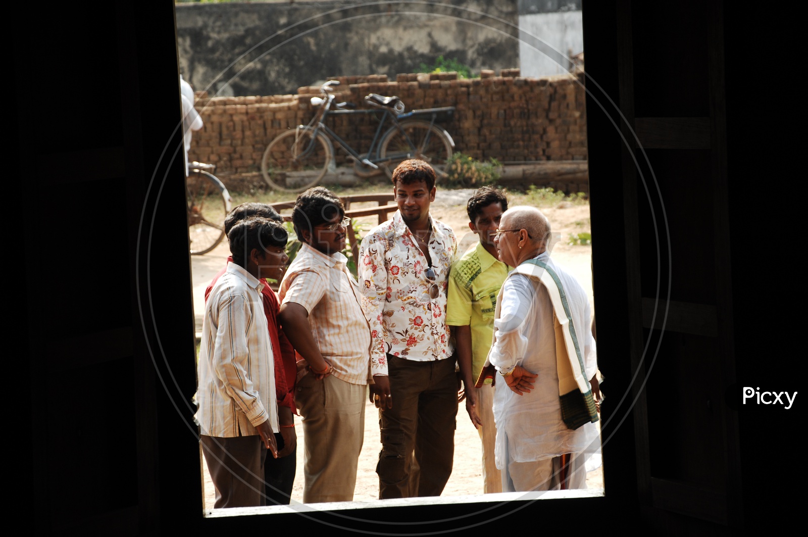 Image of Indian Rural Village Old Man Discussing With Young People ...