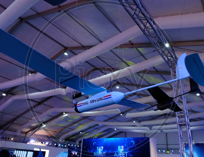 Image of A Model of HAL Mini UAV displayed at Bangalore Aero India Show ...