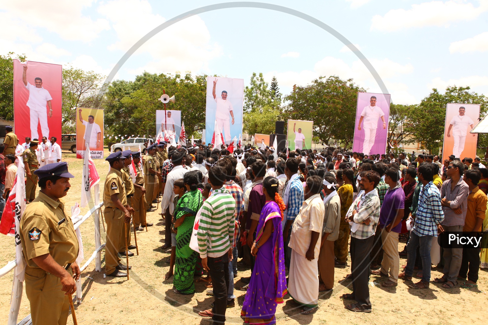 Image of Crowd Of People Gathered At a political party Public Meeting ...