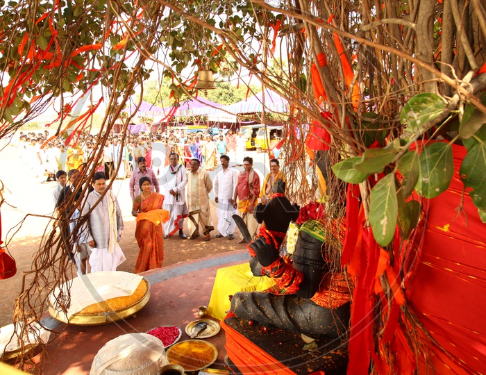 Image of Rural Villagers Performing Pooja At Banyan Tree-NI341525-Picxy