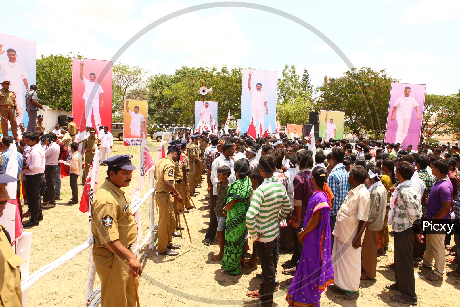 Image of Crowd Of People Gathered At a political party Public Meeting ...
