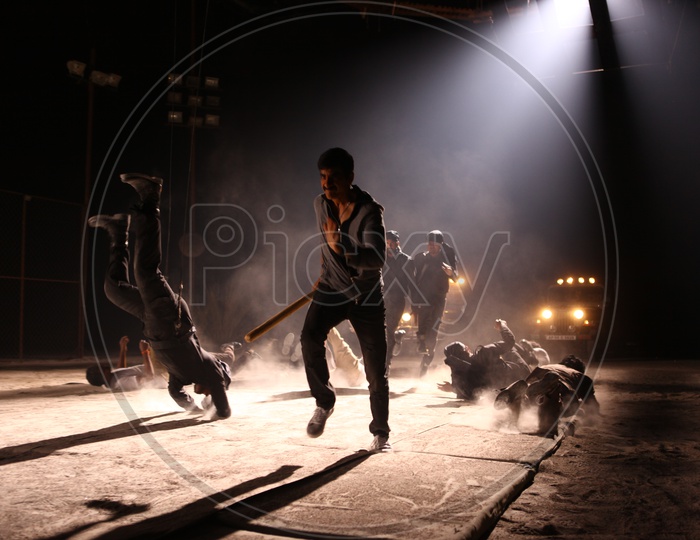 Image of Fighting Or Action Sequence Or Stunts Shooting For a Movie ...