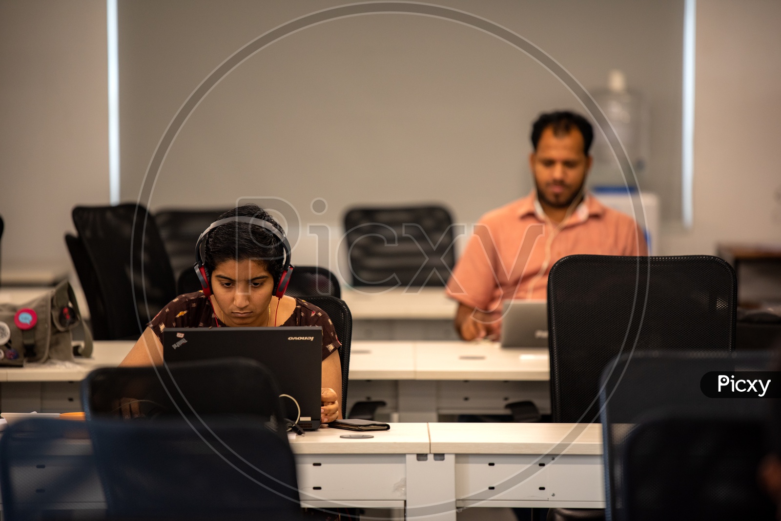 Image of Employees working in a Coworking Spaces, Corporate Office Work ...