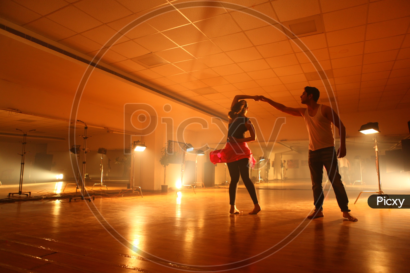 Image of Young Dancers Couple Practice on Floor-ZO448227-Picxy