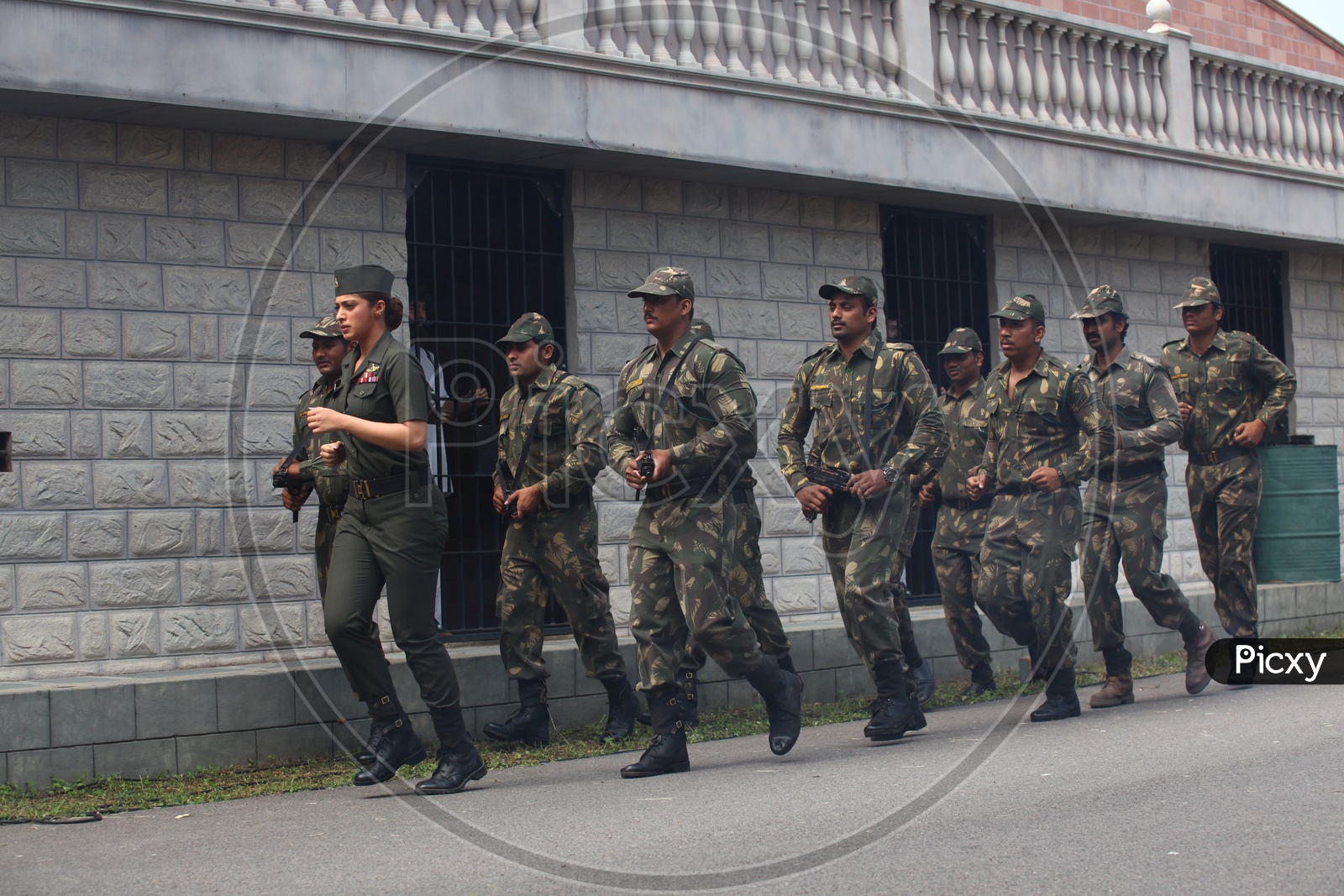 Image of military Man Marching with Guns For a Movie Shooting-WX053428 ...
