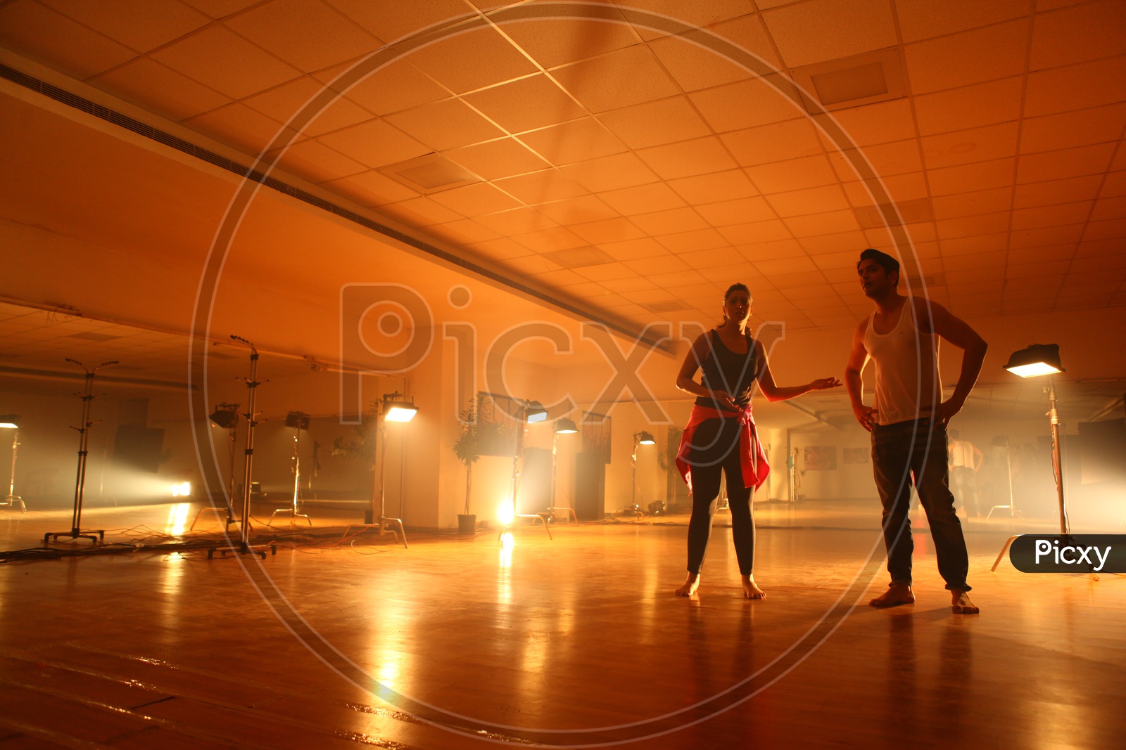 Image of Young Dancers Couple Practice on Floor-QA656873-Picxy