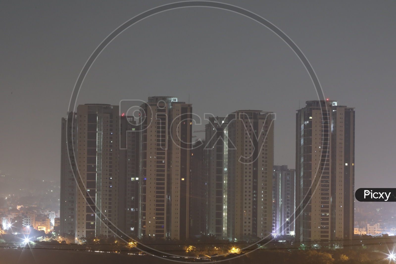 Image of Night View of Hyderabad Cityscape-PY268850-Picxy