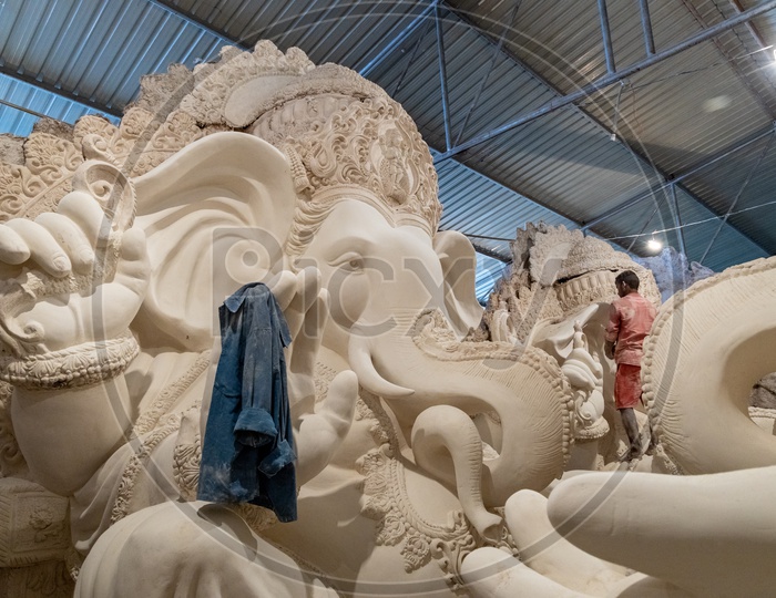 Image of Ganesh Idols Making In Dhoolpet For Ganesh Chathurdhi Festival ...