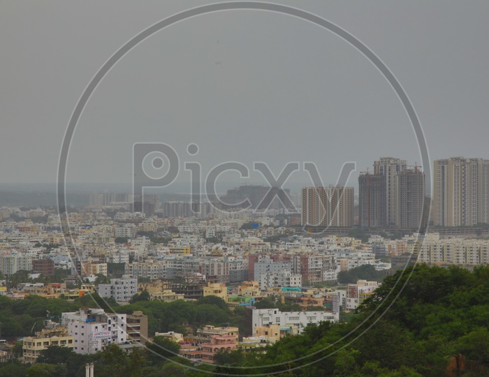 Image of BUILDINGS VIEW FROM KHAJAGUDA HILLS,-VS678548-Picxy