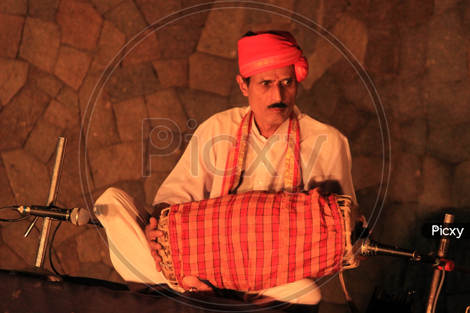 Image of Indian Traditional Drum Artists Performing On Stage-DU942900-Picxy