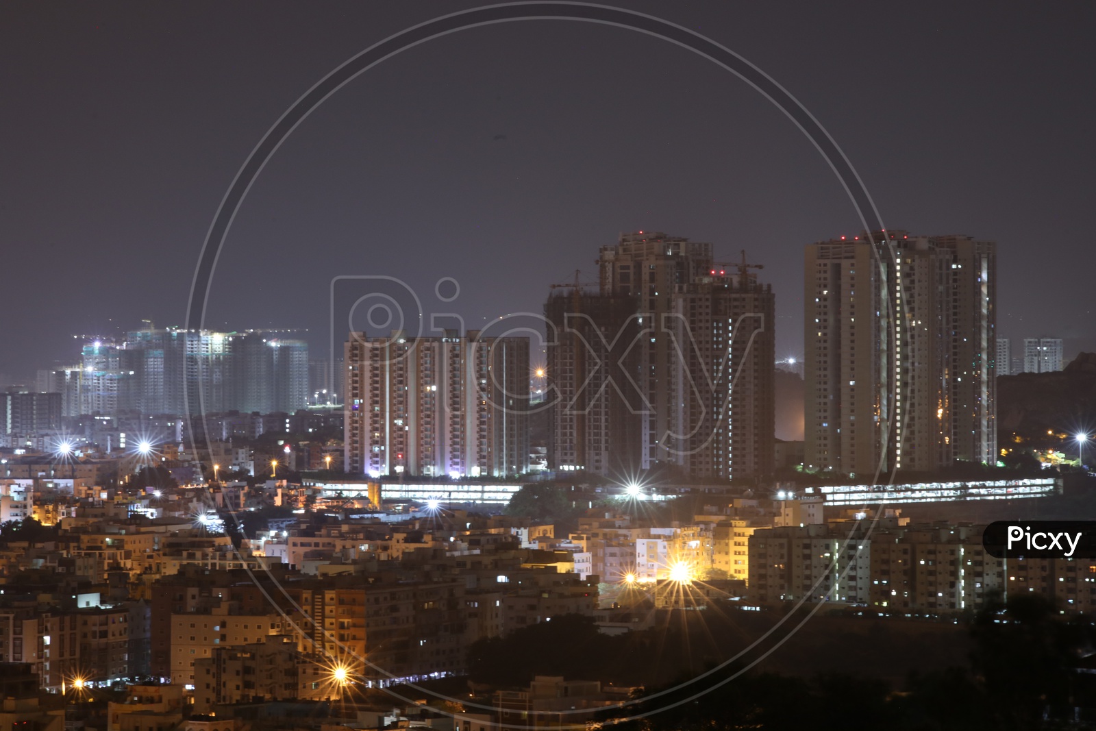 Image of Night View of Hyderabad Cityscape-ZU544666-Picxy