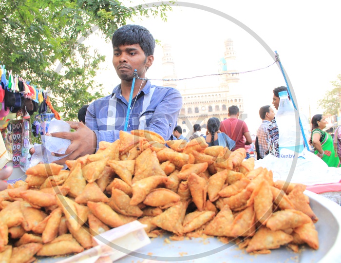 Image of Samosa Street Food Vendor Around Charminar-ST838934-Picxy