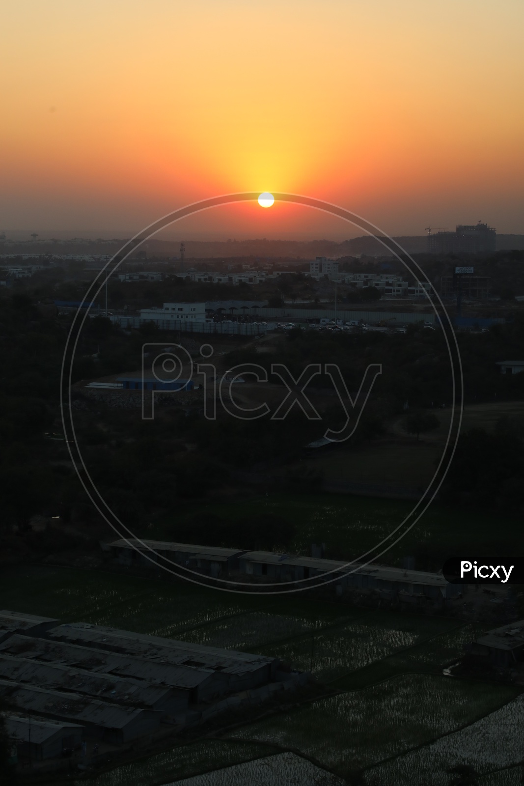 Image of City Scape With High Rise Under Construction Buildings With a ...