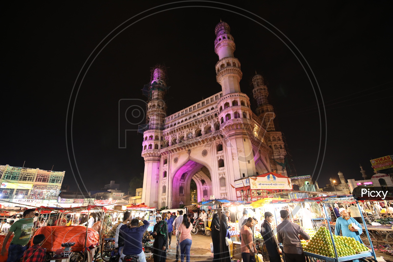 Image of Busy Charminar Streets With Vendor Stalls Around Charminar in ...