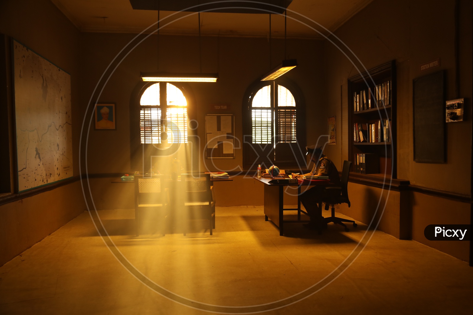 Image of Police Station With Police Officers at Tables-EK349771-Picxy