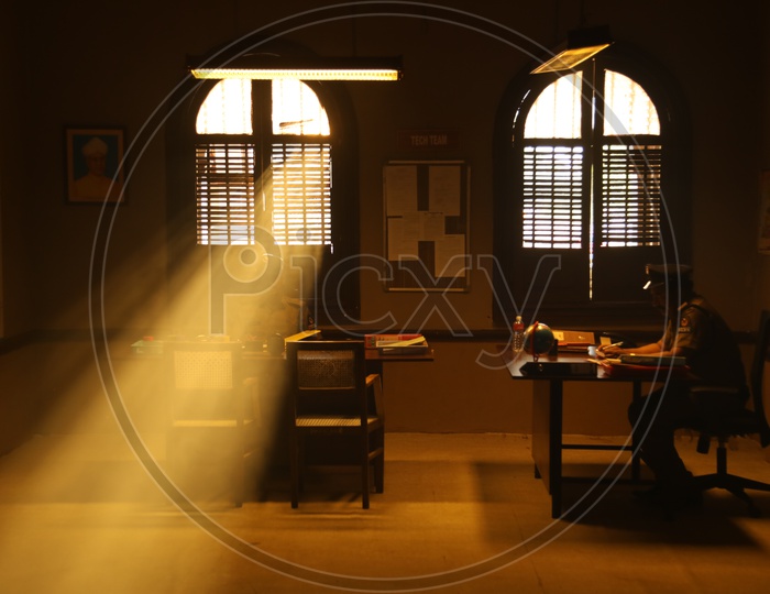 Image of Police Station With Police Officers at Tables-GQ039010-Picxy