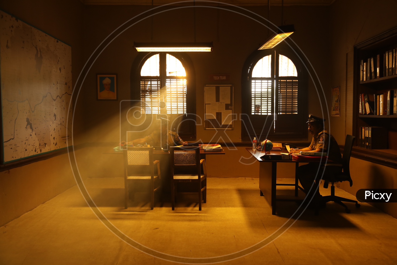 Image of Police Station With Police Officers at Tables-RT430870-Picxy