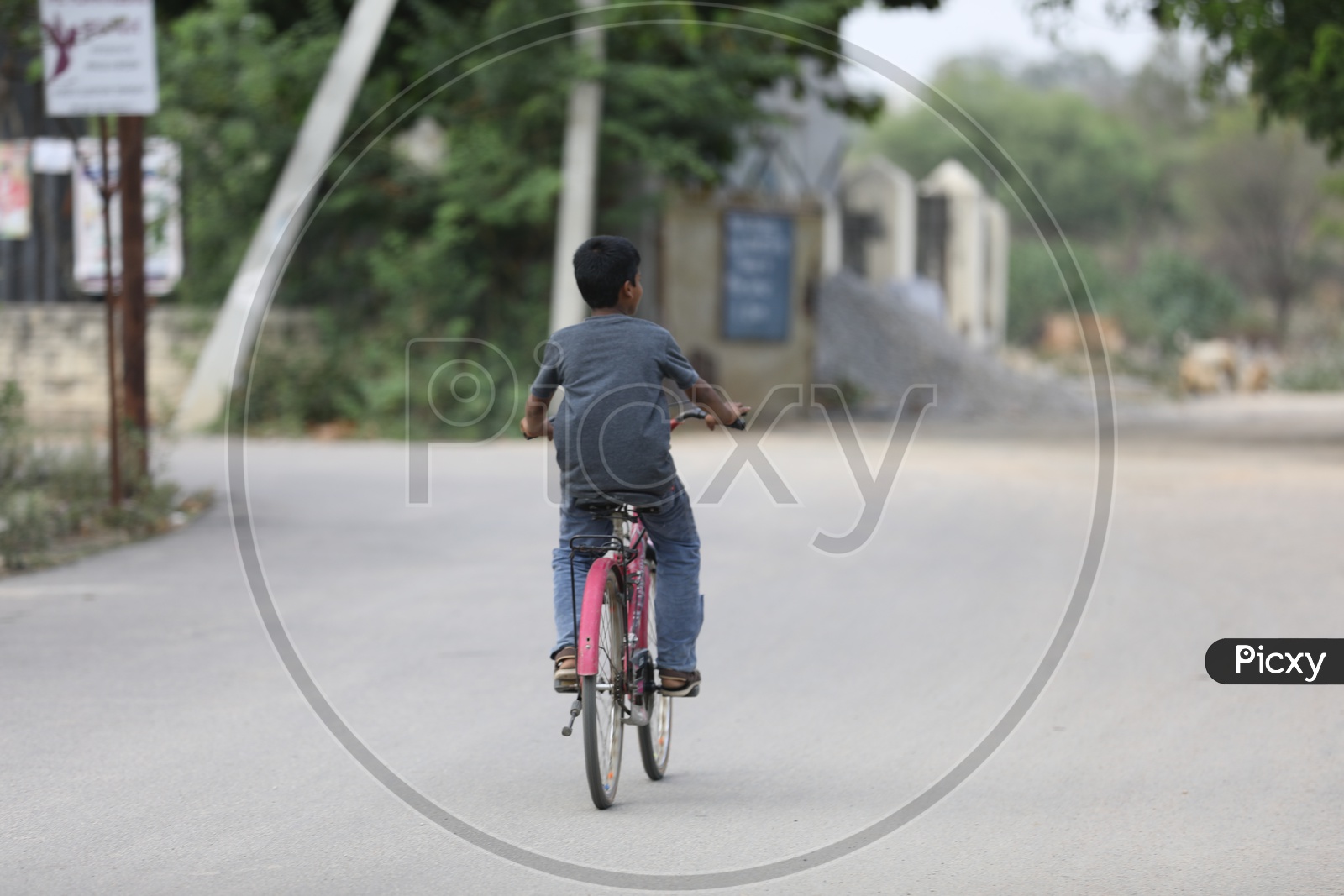 Image of Indian Rural Village Kids Or Children Riding Bicycles Or ...