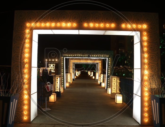 Image of Led Light Decorated Arches As a Corridor-IN649929-Picxy