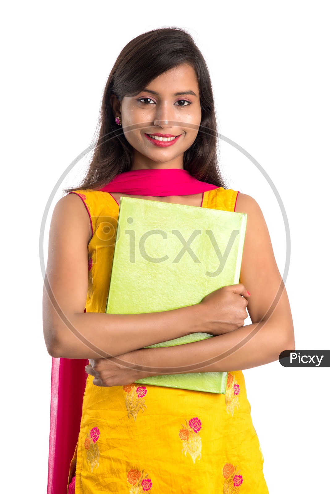 Image of Young Indian Girl Student Holding Books And Posing On an ...
