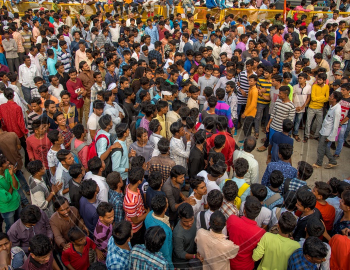 Image of Crowd Of Young Indian People Enjoying And Dancing Govinda At ...